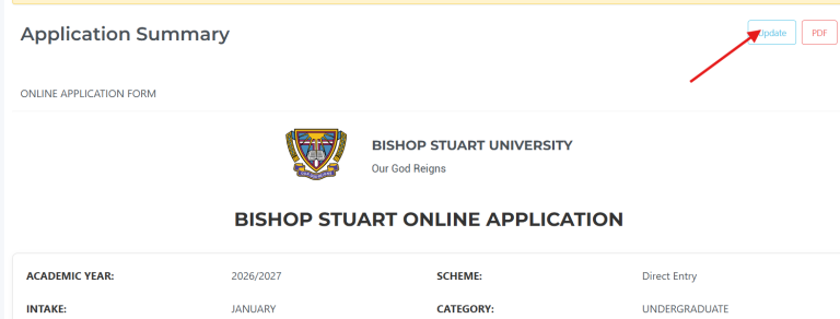 Online Application Procedures - Bishop Stuart University