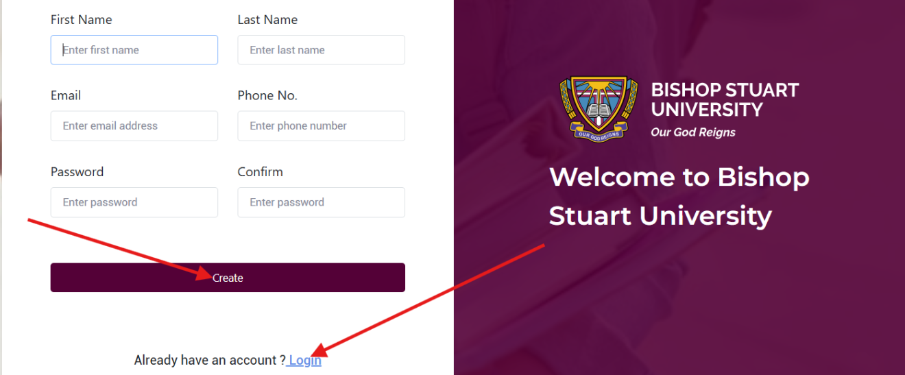 Online Application Procedures - Bishop Stuart University